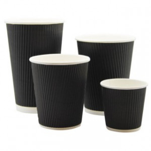 Black Triple Wall Ripple Cups, Black Ripple Coffee Cups