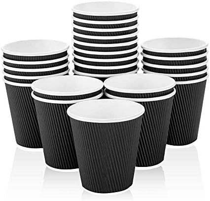 Black Triple Wall Ripple Cups, Black Ripple Coffee Cups