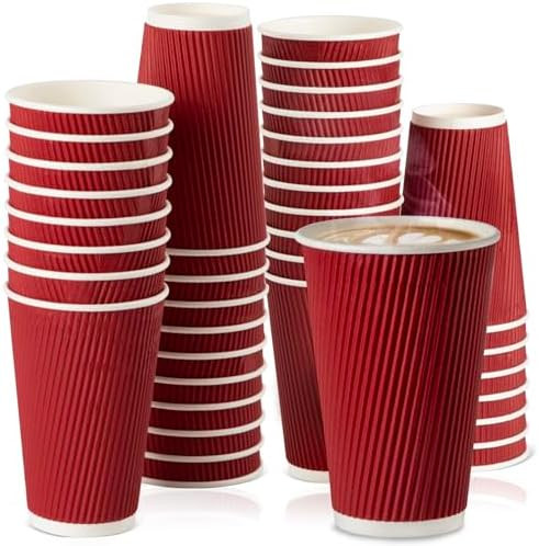 Rouge Red Triple Wall Ripple Cups, Triple Wall Ripple Coffee Cups